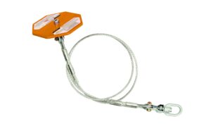 falltech 74946 suspended cable anchor - high strength 1/4" galvanized cable, hi-vis load-bearing plate, 1 swivel anchor eye one attachment end, 6', orange