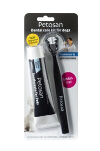 petosan dental kit for dogs with toothbrush, toothpaste and microfiber cleaner, for small dogs up to 14 lbs