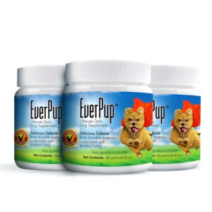 everpup multivitamin dog supplement - glucosomine & apoptogens for hip & joint health + probiotics & prebiotics with enzymes for digestion