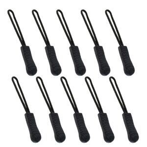 zipper pulls- bskifnn 10pcs black nylon cord zipper pulls fits/zipper fixer with non-slip gripper