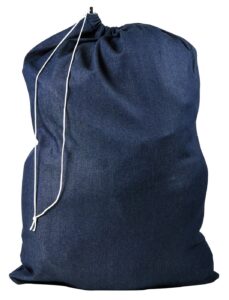 laundry bag - locking drawstring closure and machine washable. these bags will fit a laundry basket or hamper and strong enough to carry up to three loads of clothes. (denim)