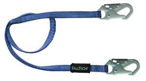 falltech 820324 restraint lanyard - single leg with 2 snap hooks, 2', blue