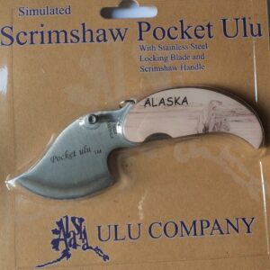 Alaska Simulated Scrimshaw Polar Bear Handle Pocket Ulu Knife