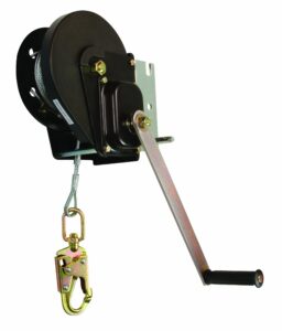 falltech 7290s confined space winch - personnel winch with galvanized cable and swivel snap hook, 60' stainless steel cable, black