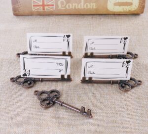 40pcs antique skeleton key shaped wedding favor rustic decoration photo holder key to your heart