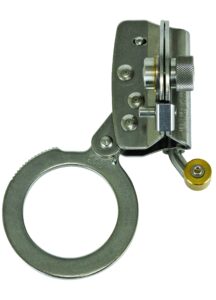 falltech 7491 rope grabs self-tracking, hinged for 5/8" rope, stainless steel with secondary safety latch, natural