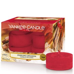 yankee candle sparkling cinnamon tealight candles, red