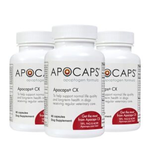 apocaps cx apoptogen formula for dogs (270 capsules) - supports normal levels of apoptosis + human grade ingredients including citrus bioflavonoids, silymarin, curcumin and turmeric + biovadex