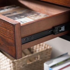 Leick Home Ironcraft Rustic Two Drawer Hall Sofa Shelf, Mission Oak and Black Metal, Console Table