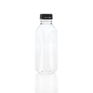 Clear Food Grade Plastic Juice Bottles 16 Oz (Pint) with Cap (6)