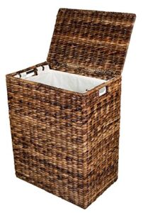 birdrock home abaca laundry hamper - hand woven - removable canvas laundry bag