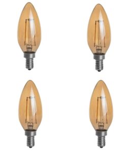 hero-led b10-dsgt-2w-ww22 dimmable gold tint b10 e12 2w candelabra style led filament chandelier light candle bulb, 25w equivalent, ultra warm white 2200k (amber glow), ul-listed, 4-pack