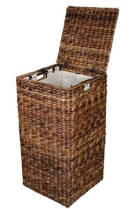 birdrock home seagrass square laundry hamper with removable bag - handwoven with durable abaca fibers - long lasting laundry bin storage for dirty clothes - organizer basket use for bedroom & bathroom