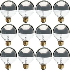 satco s3861 incandescent 40w 120v globe g25 silver crown decorative light bulb; 280 lumens; 1500 rated hours; e26 medium base; c-9 fillament; 2700k warm white; 100 cri; dimmable