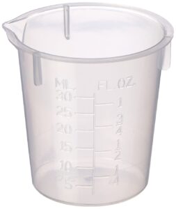 maryland plastics, inc. graduated 30 ml, polypropylene plastic disposable beaker, measuring cup part number l-1210 (pack of 100)