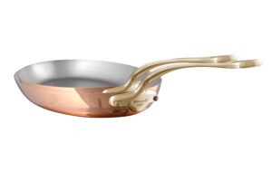 mauviel m'heritage 150 b 1.5mm polished copper & stainless steel 2-piece oval pan set with brass handles, made in france