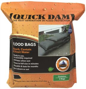 pack of 6 quick dam sandless sand bags 600mm self inflating no sand required! by quick dam