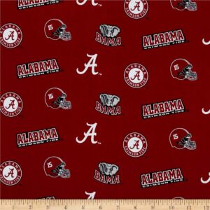 ncaa alabama crimson tide broadcloth red, fabric by the yard