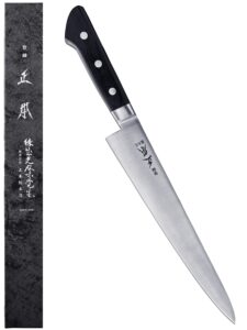 masamoto vg sujihiki slicing knife 10.5" (270mm) made in japan, professional japanese slicer knife for brisket, meat, sashimi, super sharp japanese stainless steel blade, full tang pom handle, black