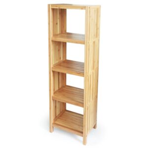 toilettree products bamboo freestanding organizing shelf - wooden bathroom shelf to store toiletries - bamboo shelf to use in the bathroom, bedroom, and more - 5-tier shelf