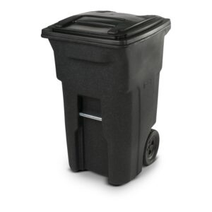 toter 25564-r1209 residential heavy duty two wheeled trash can, blackstone, 64 gallon