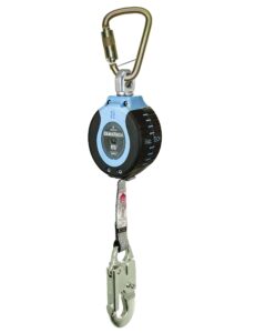 falltech 82706sb4 duratech 6' compact web srl - steel carabiner with captive pin housing connector, and aluminum snap hook leg-end connector, 6', blue