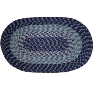 better trends braided rug, alpine braid collection - durable, stain resistant, reversible indoor utility rug, 100% polypropylene rug, vibrant color rug, 20" x 30" oval rug, navy stripe rug