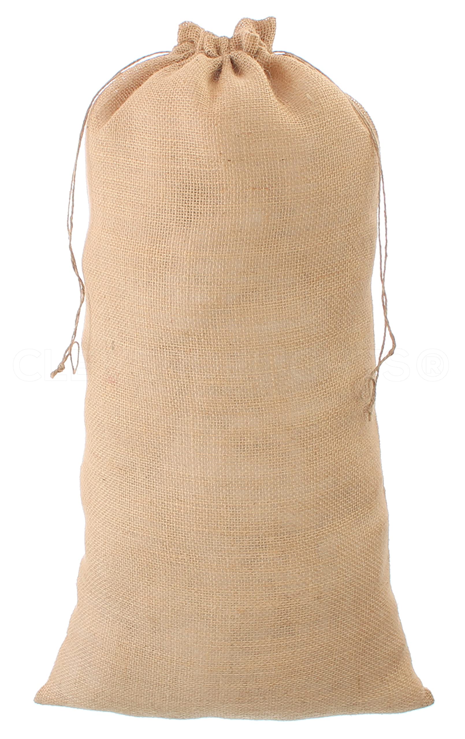 CleverDelights 14" x 26" Burlap Bag - 14x26 Inch Jute Burlap Drawstring Sack