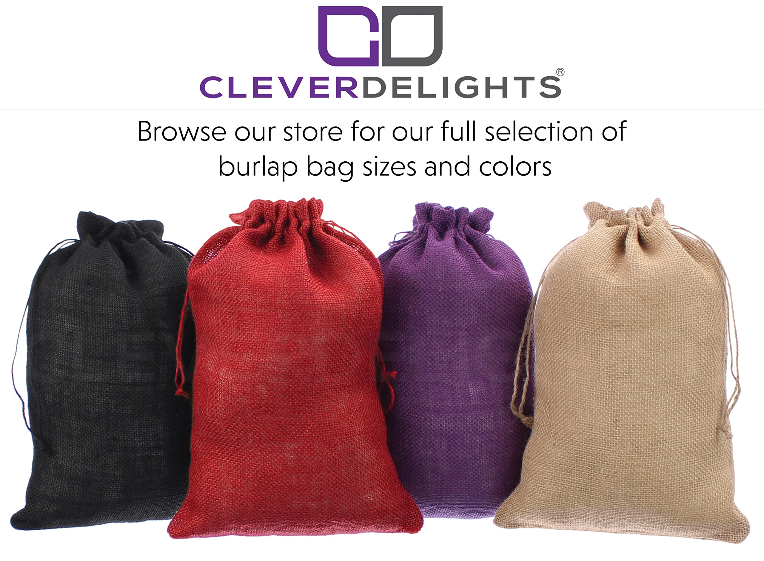 CleverDelights 14" x 26" Burlap Bag - 14x26 Inch Jute Burlap Drawstring Sack