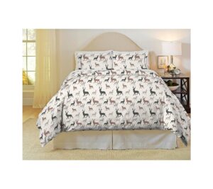 pointehaven heavy weight flannel duvet set, twin/twin x-large, autumn deer