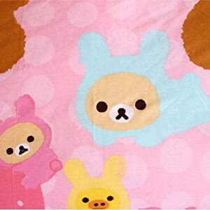 LELVA Rilakkuma Pattern Bedding Quilt/Comforter Cover Set Kids Bedding Duvet Cover Set for Girls Flat Sheet Pink Twin Size