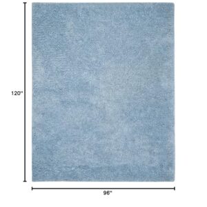 SAFAVIEH Supreme Shag Collection 8' x 10' Light Blue SGS621D Handmade Solid 1.5-inch Thick Area Rug