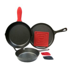 lodge l6spb41 essential skillet set, 7-piece, black