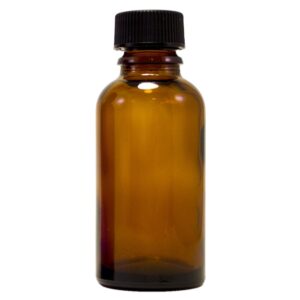 30 ml (1 fl oz) amber glass bottle with black cap (12 pack)