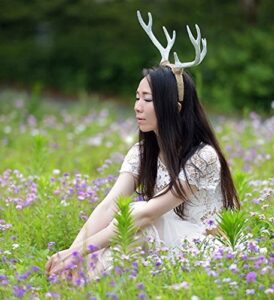 festival celebration accessory props cos cute white snow deer reindeer antlers head hair band photo shoot forest goddess headdress headwear