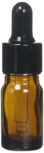 5ml 12pcs amber glass essential oil bottles and eyed dropper caps (black)