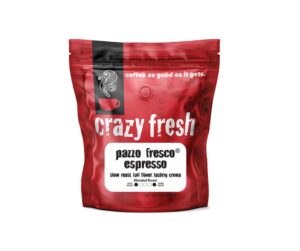 crazy fresh whole bean coffee, espresso roast, 2 lbs, perfecting coffee since 1911, espresso premium beans roasted in small batches, delivered fresh