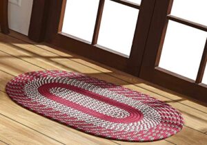 better trends newport braid collection is durable and stain resistant reversible indoor utility rug 100% polypropylene in vibrant colors, 22" x 40" oval, barn red