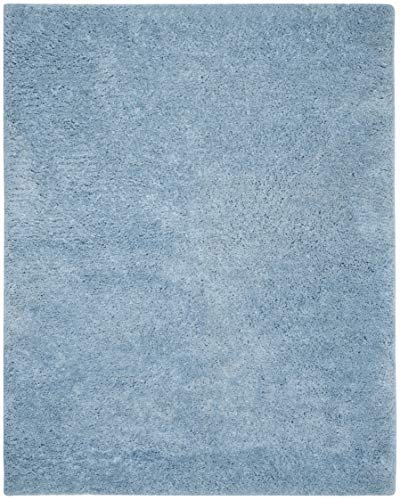 SAFAVIEH Supreme Shag Collection 8' x 10' Light Blue SGS621D Handmade Solid 1.5-inch Thick Area Rug