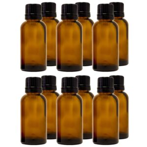 greenhealth 30 ml (1 fl oz) amber glass bottle with euro dropper (12 pack)