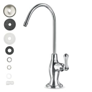 puroflo chrome reverse osmosis faucet, nsf certified lead-free drinking water faucet for under sink water filtration system and ro system, non-air gap chrome ro faucet, filtered water faucet flr-575cp