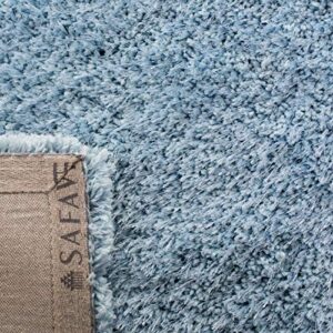 SAFAVIEH Supreme Shag Collection 8' x 10' Light Blue SGS621D Handmade Solid 1.5-inch Thick Area Rug