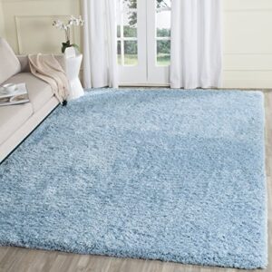 safavieh supreme shag collection 8' x 10' light blue sgs621d handmade solid 1.5-inch thick area rug