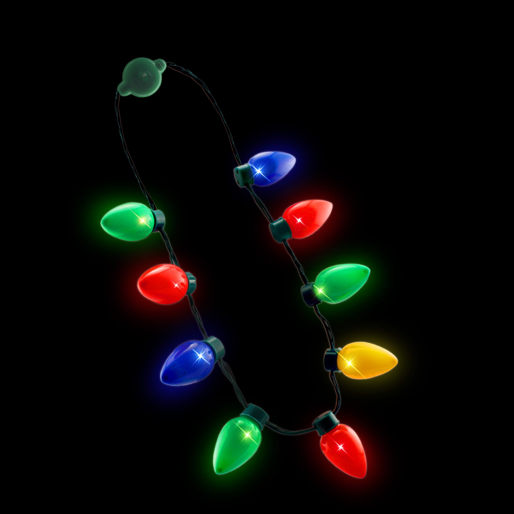 Windy City Novelties LED Christmas 9 Bulb Necklace with 6 Dynamic Light Modes for Adults and Kids Christmas Parties, Caroling, Gatherings & Party Favors