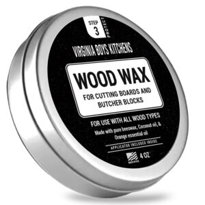 wood wax - applicator included - made with coconut oil and beeswax - food grade - for cutting board, bowl, wooden utensils