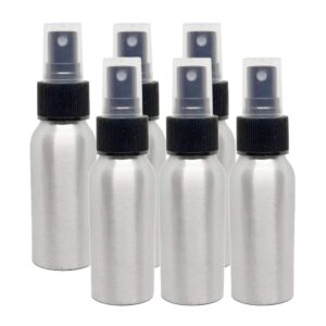 2 fl oz aluminum bottle with black spray cap (6 pack)