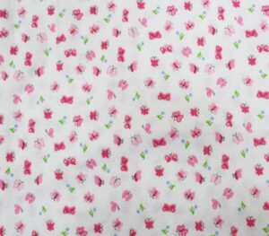 cotton flannel fabric butterfly pink / 45" wide/sold by the yard