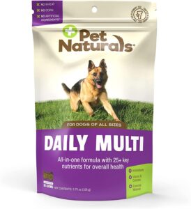 pet naturals daily multivitamin for dogs, veggie flavor, 30 chews - yummy chews with amino acids, and antioxidants - supports energy, metabolic function and pet wellness