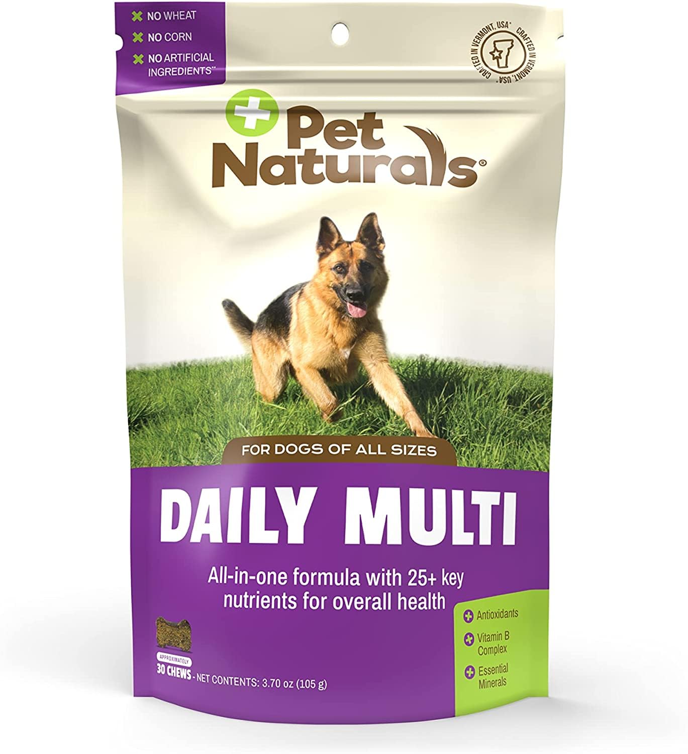 Pet Naturals Daily Multivitamin for Dogs, Veggie Flavor, 30 Chews - Yummy Chews with Amino Acids, and Antioxidants - Supports Energy, Metabolic Function and Pet Wellness