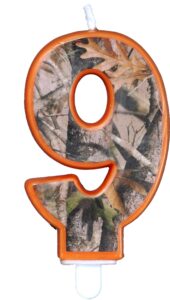 camo birthday 3 inch number "9" nine candle, next camo party collection by havercamp